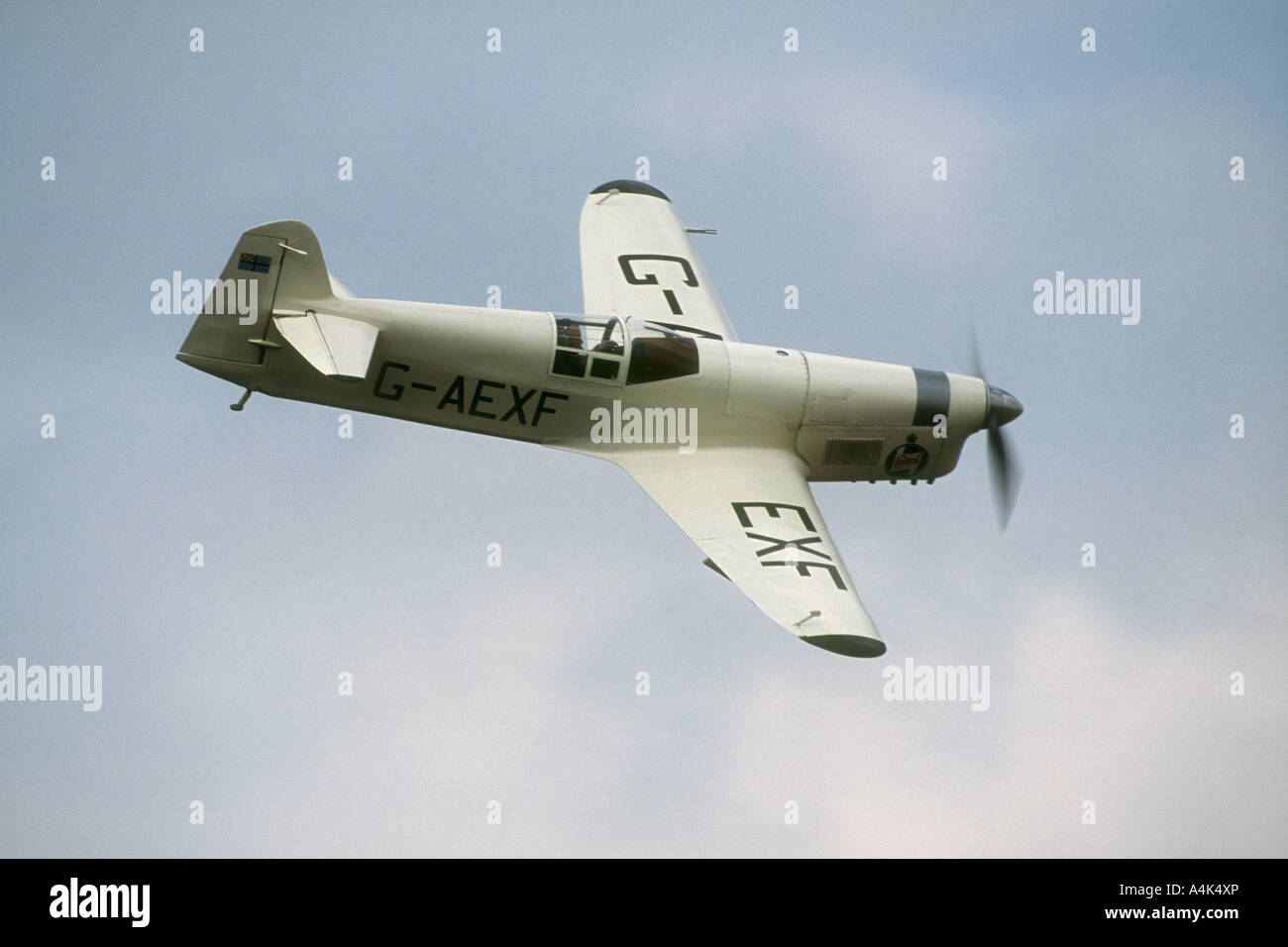 Percival Mew Gull G-AEXF in flight at Breighton Airfield, West ...