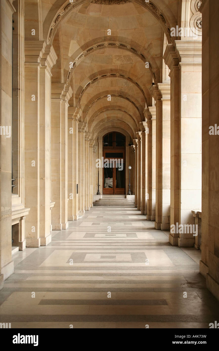 Columns perspective inside the Louvre's Pavillon Denon - Paris, France ...