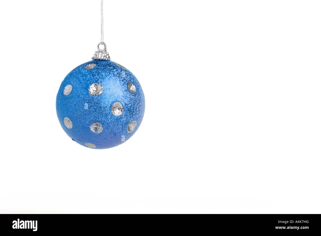 Single blue Christmas ball isolated on a white background Stock Photo ...