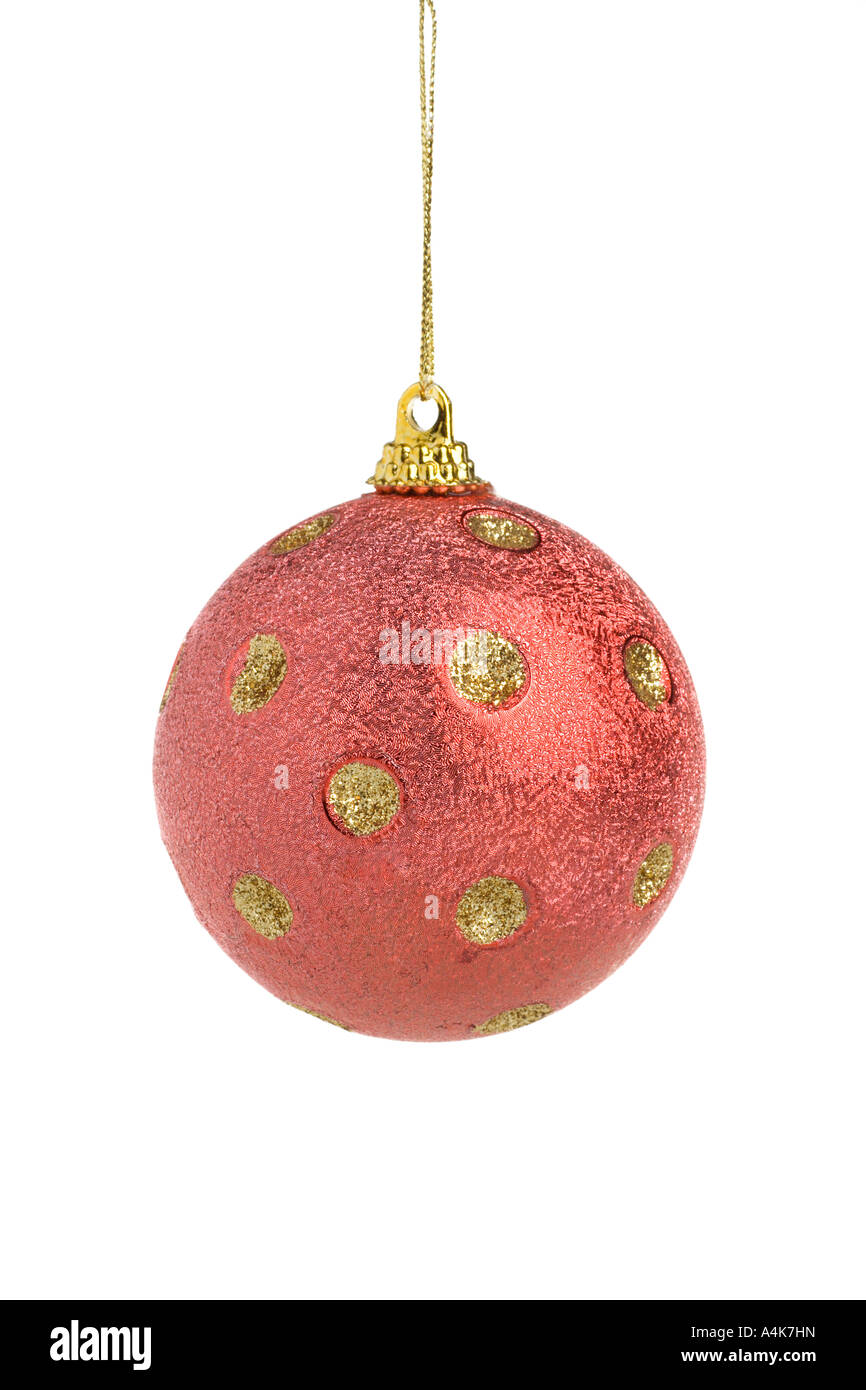 Single red Christmas ball isolated on a white background Stock Photo ...