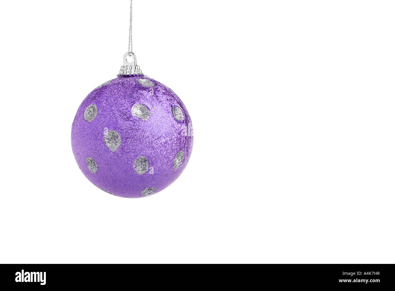 Single violet Christmas ball isolated on a white background Stock Photo ...
