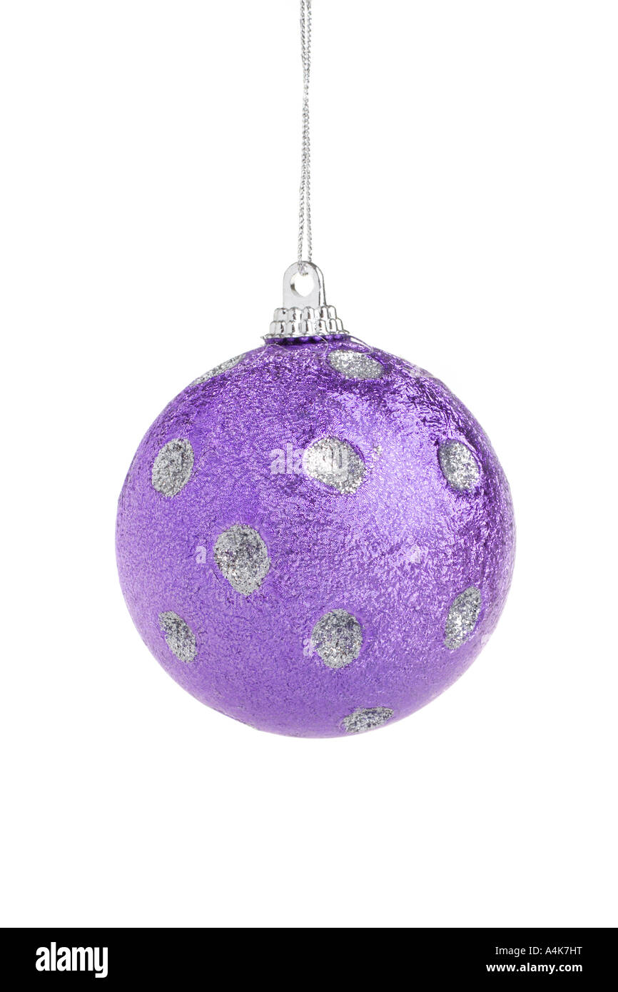 Single violet Christmas ball isolated on a white background Stock Photo ...