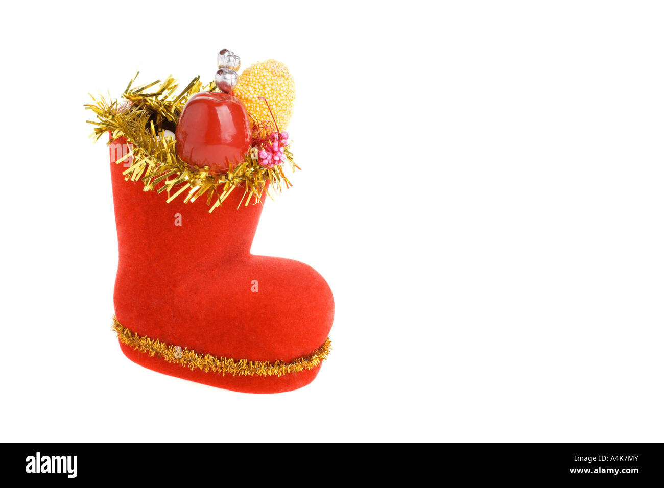 Decorated Santa's boot isolated on a white background Stock Photo - Alamy