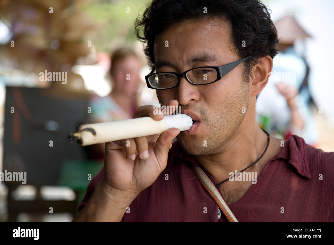 Smoking Cheroot Cigar, Mingun, Myanmar Stock Photo - Alamy