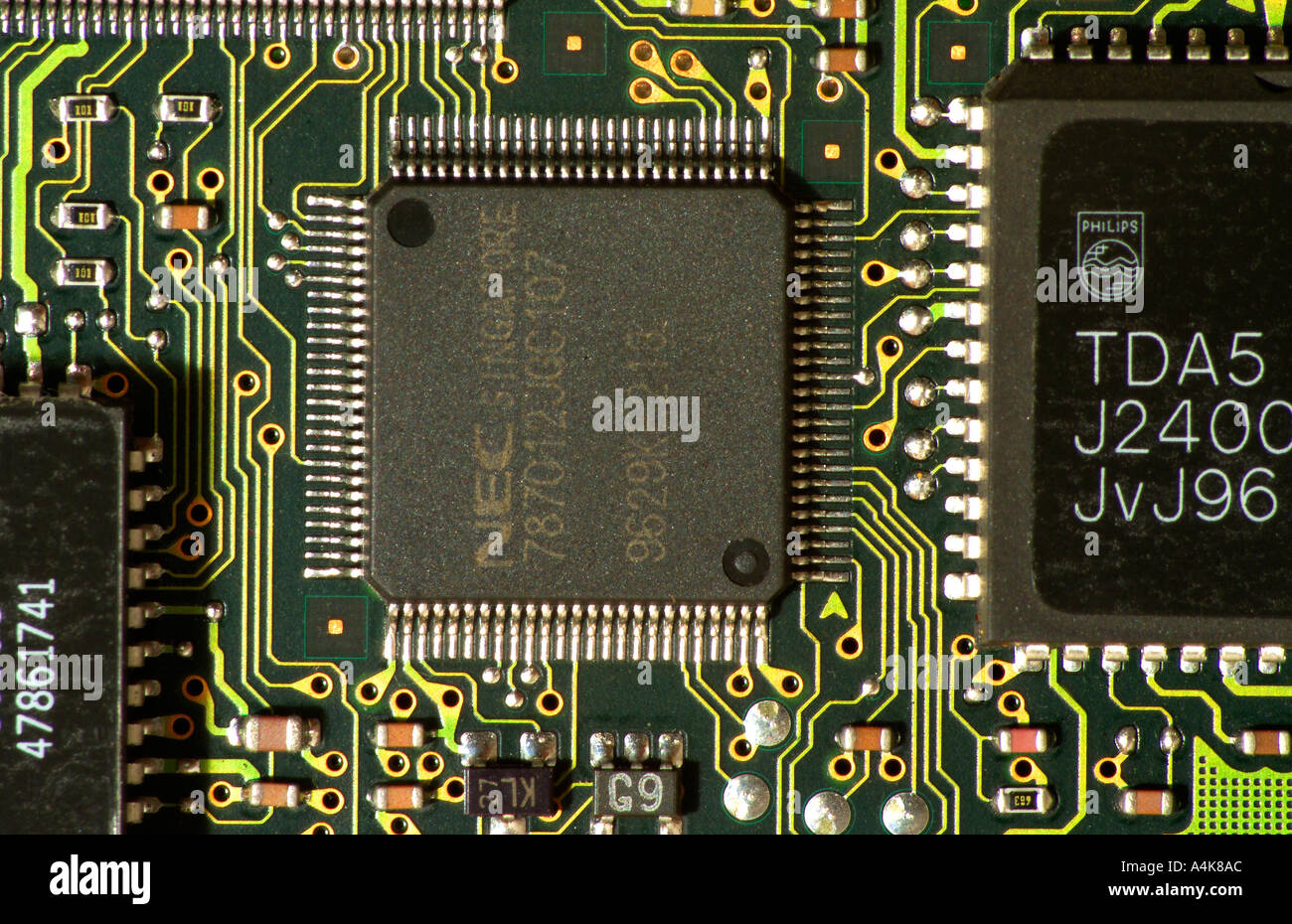 Close up computer printed circuit board and microprocessor chips Stock ...
