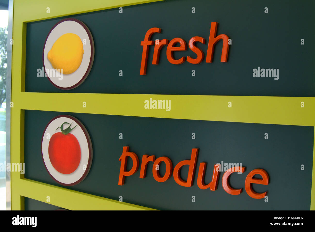 Fresh food supermarket sign Stock Photo - Alamy