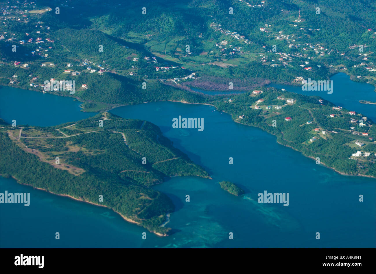 Aerial view of South part of island of Grenada Caribbean Stock Photo ...