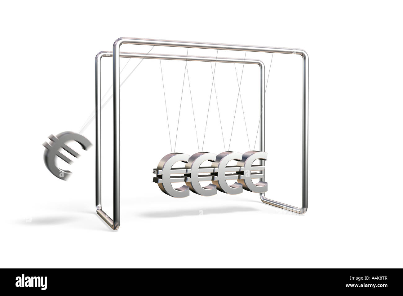 Newton's cradle with euro symbols isolated on a white background Stock ...
