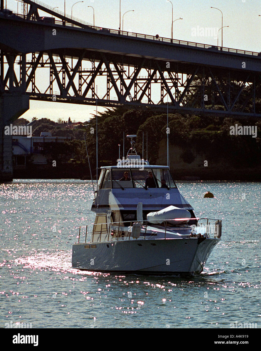 Yacht under Auckland Harbour Bridge New Zealand Stock Photo - Alamy