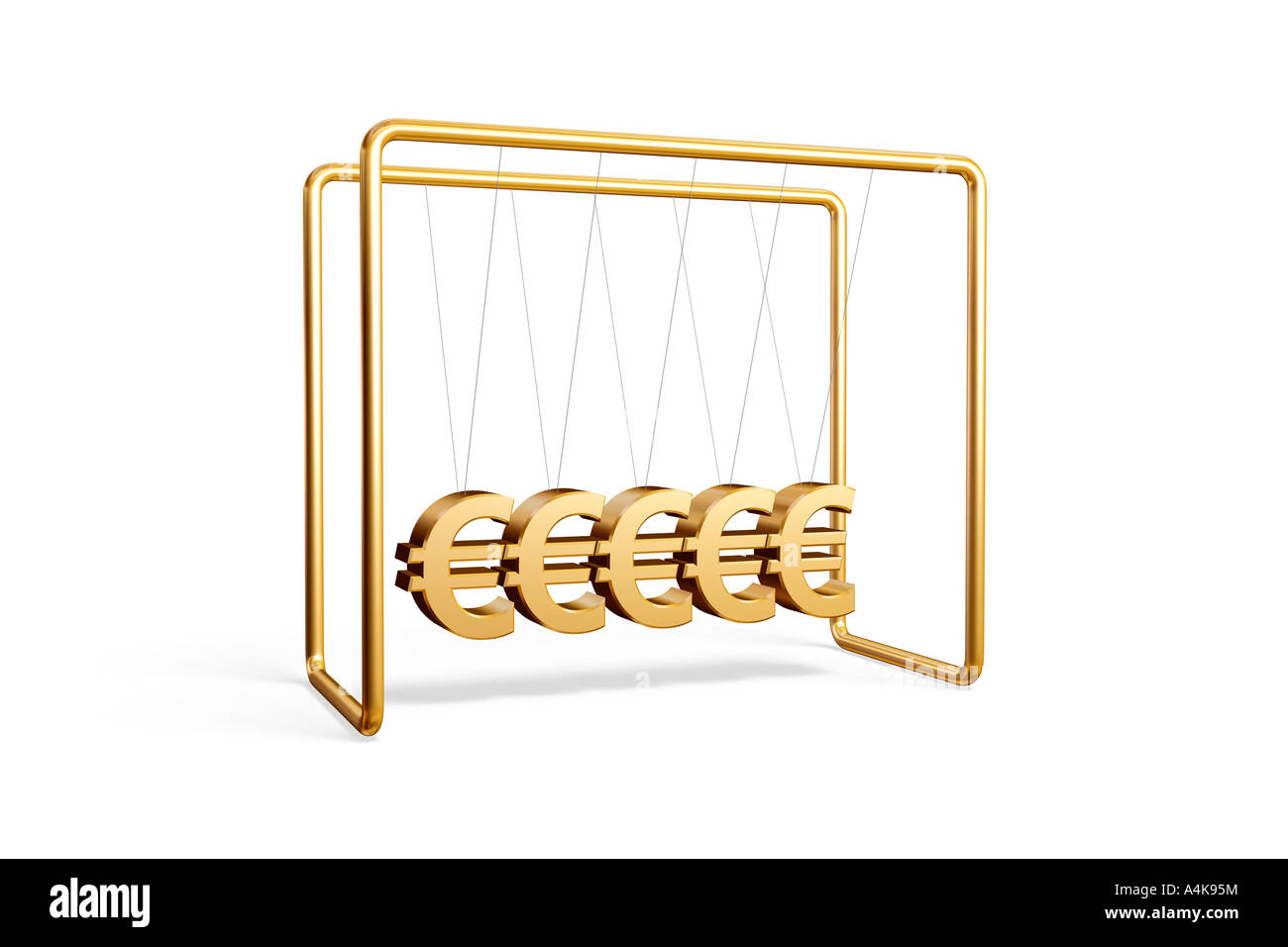 Newton's cradle with euro symbols isolated on a white background Stock ...