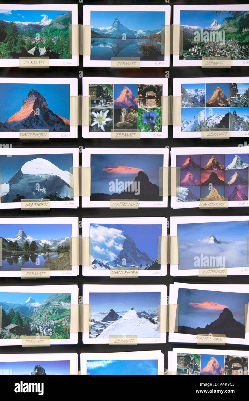 postcards of the Matterhorn on sale in Zermatt Stock Photo - Alamy