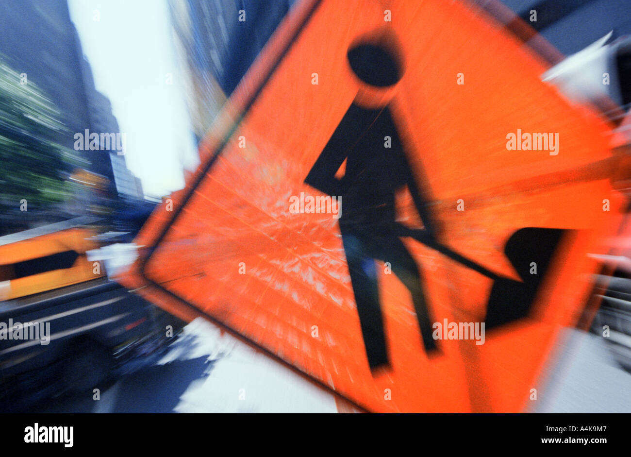 road construction men at work signal Stock Photo - Alamy