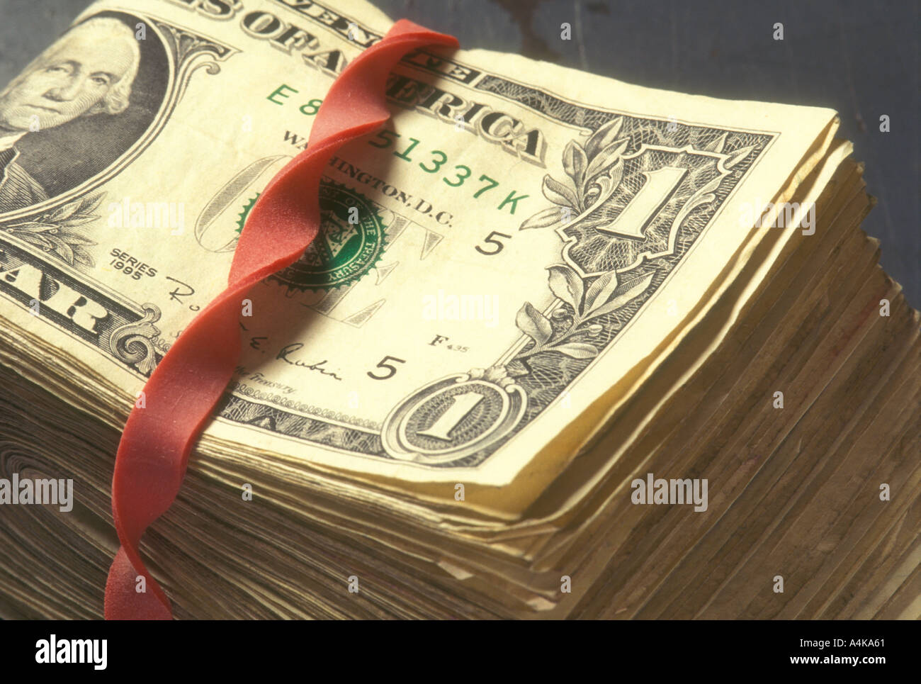 stack of one dollar bills US Stock Photo - Alamy