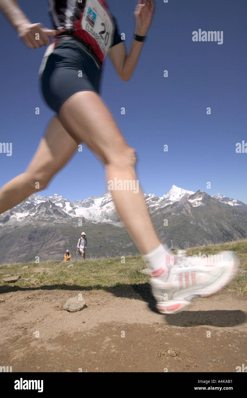 runner at altitude in the zermatt marathon Switzerland Stock Photo - Alamy
