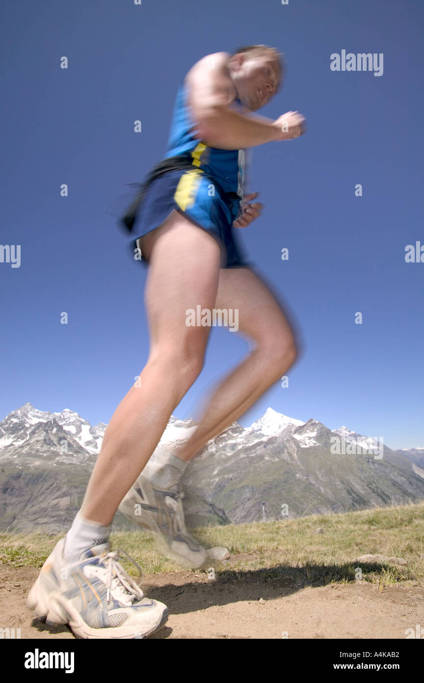 runner at altitude in the zermatt marathon Stock Photo - Alamy