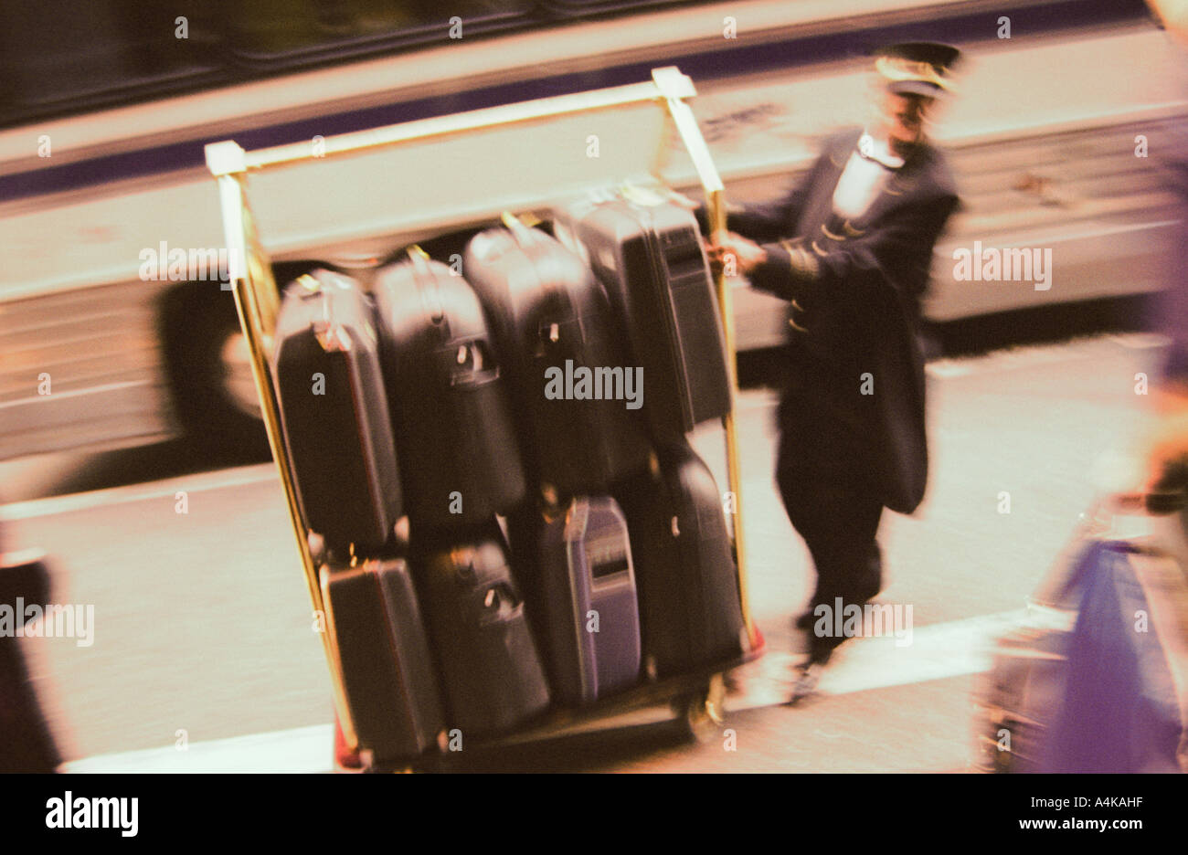 bellboy bellhop baggage luggage hotel Stock Photo - Alamy
