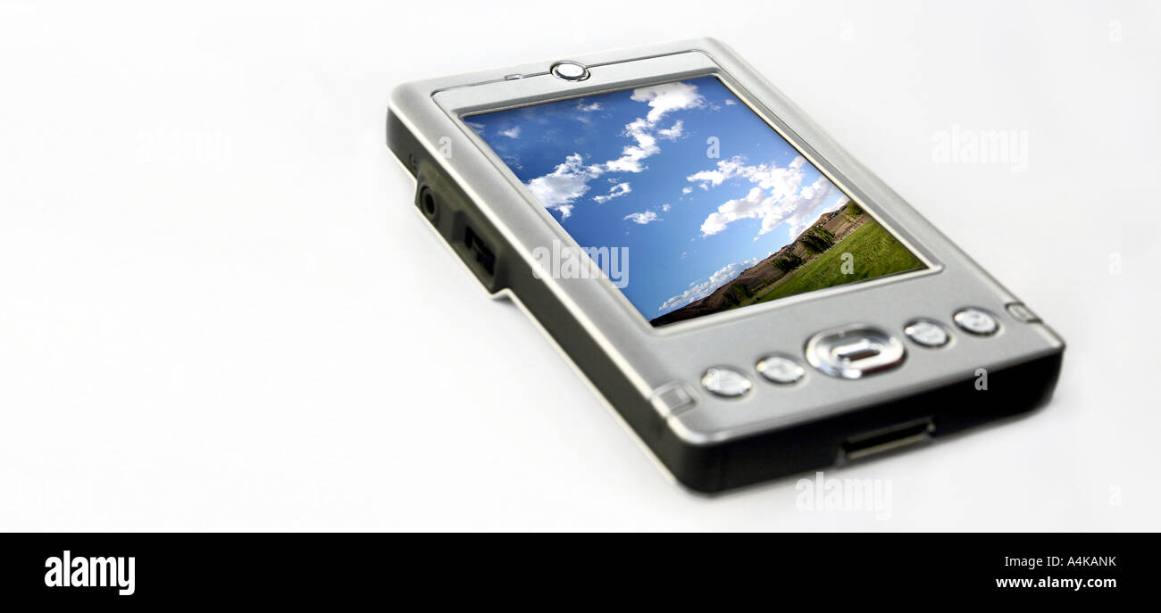 Close up shot of PDA with beautiful scenery on its screen Stock Photo ...