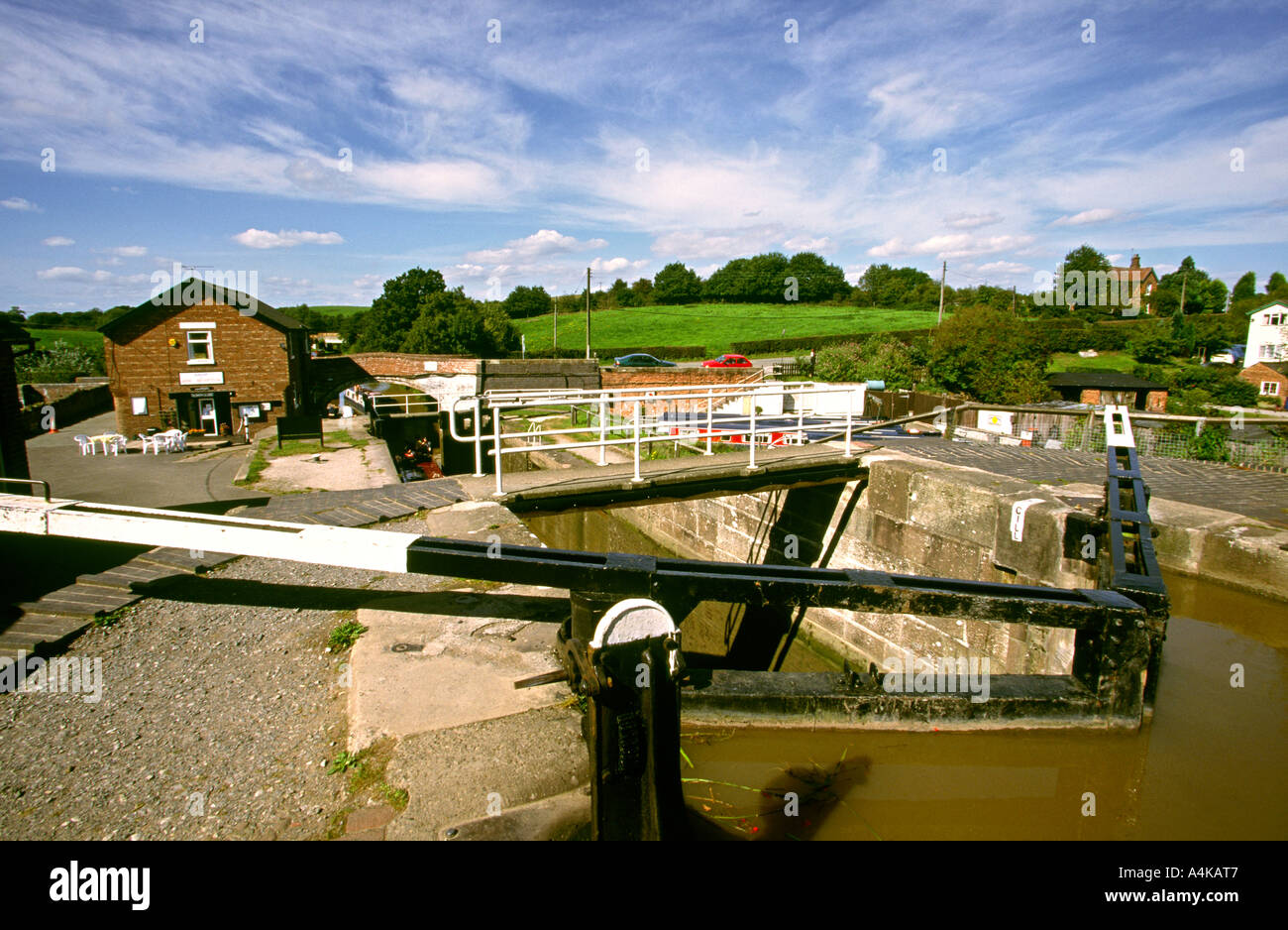 Cheshire Bunbury Locks on Shropshire Union Canal Stock Photo - Alamy