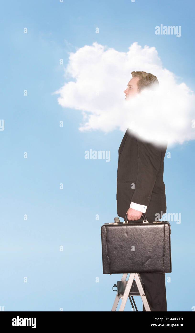 Man standing on ladder reaching hi-res stock photography and images - Alamy