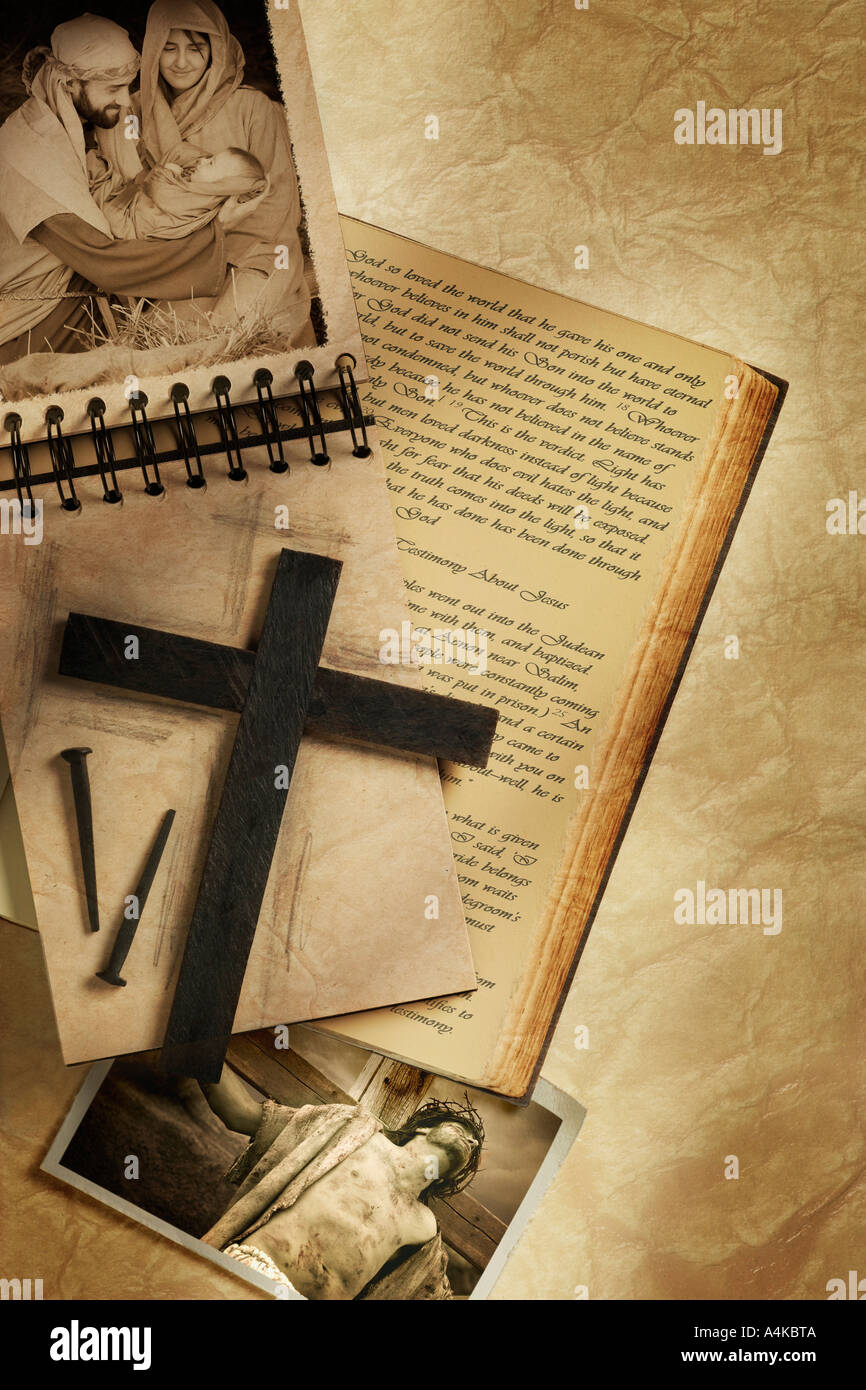 Collage of Jesus life Stock Photo - Alamy