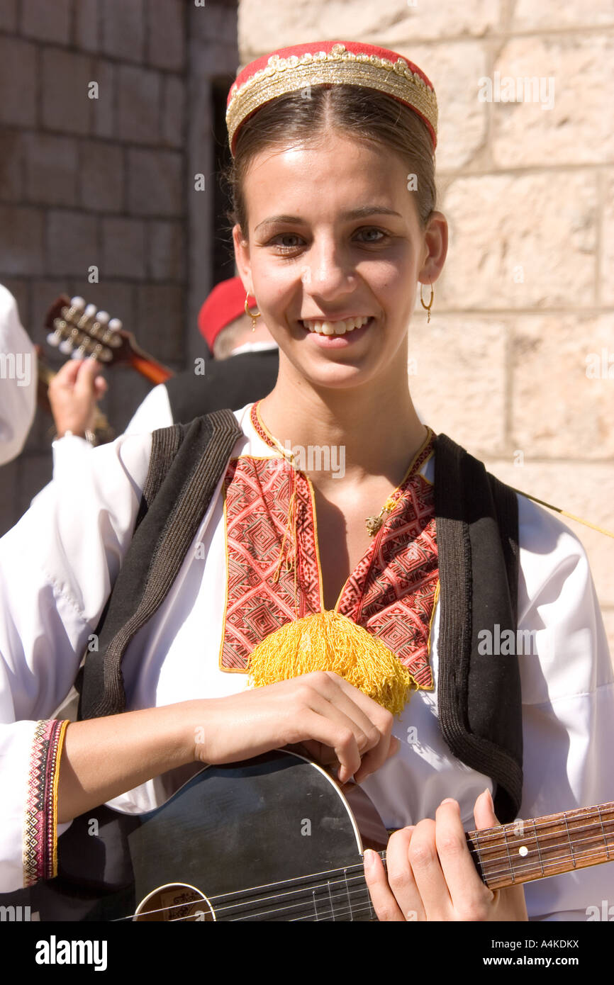 Beautiful young croatian woman dressed in traditional croatian dress ...