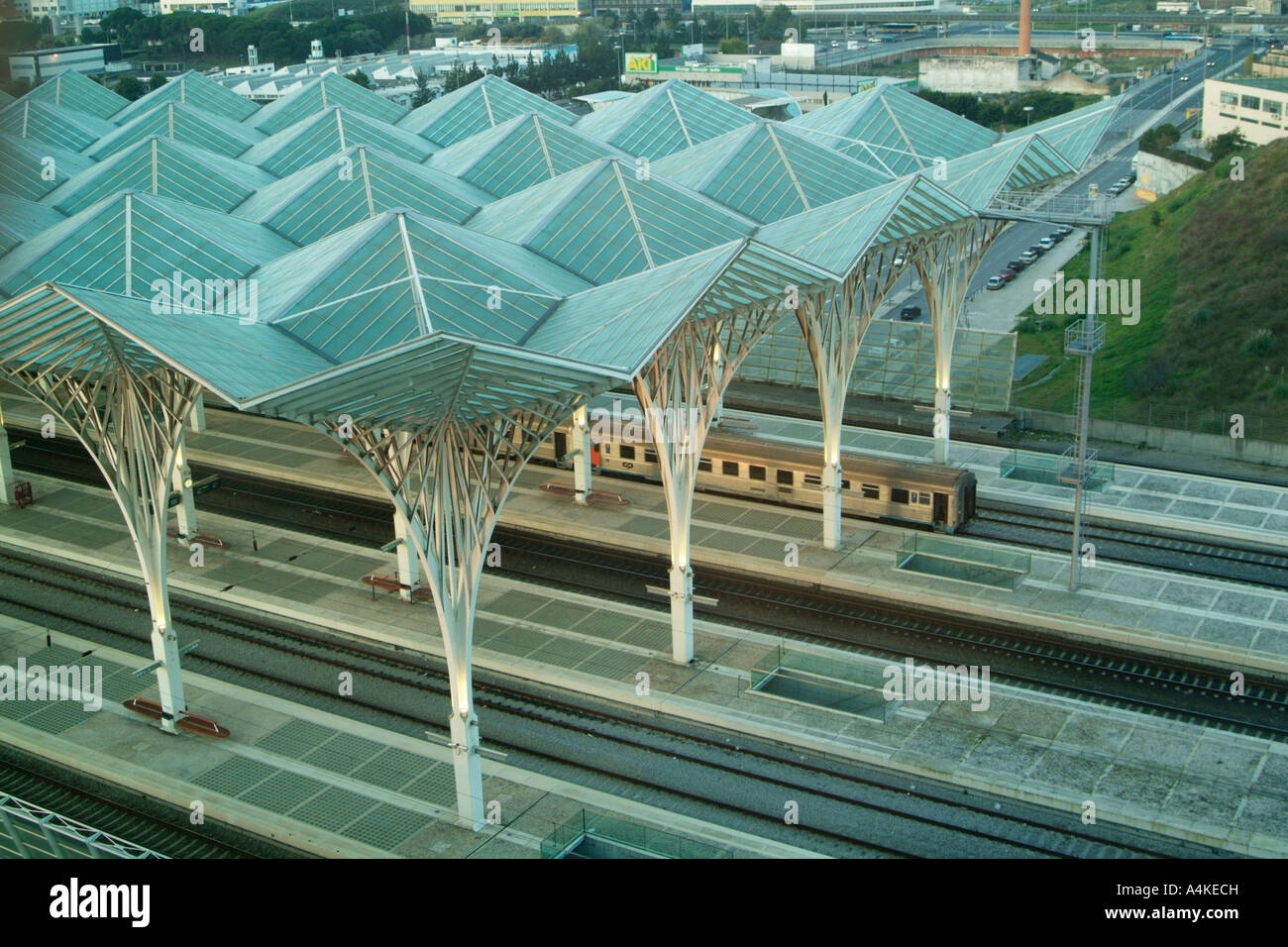 Aerial view of the Oriente Train Station in Lisbon designed by Santiago ...