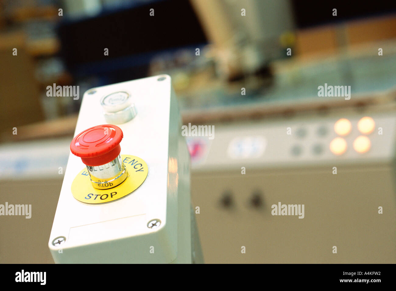 Emergency stop button Stock Photo - Alamy