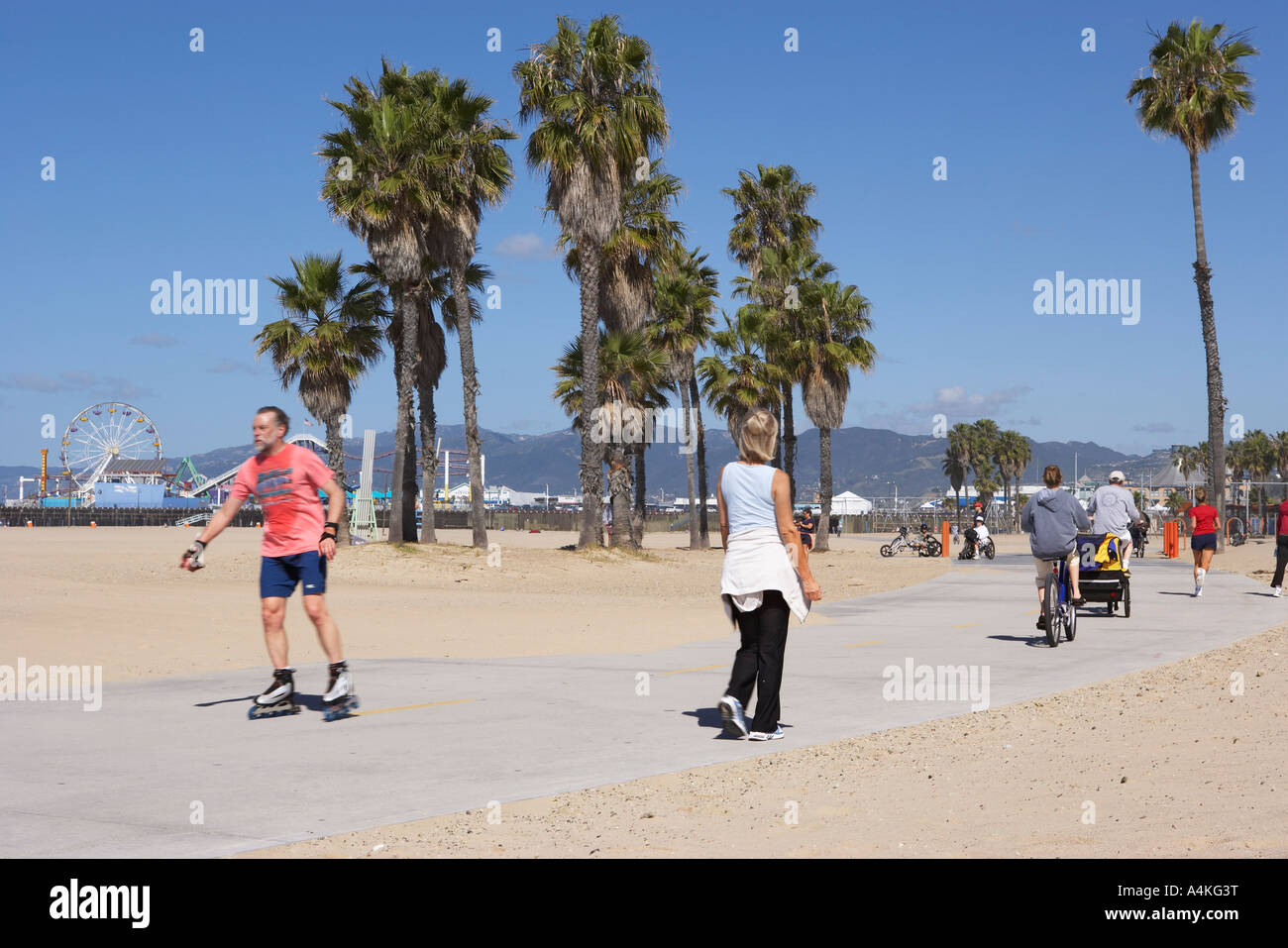 People on Beach, Santa Monica, Los Angeles California, USA Stock Photo ...