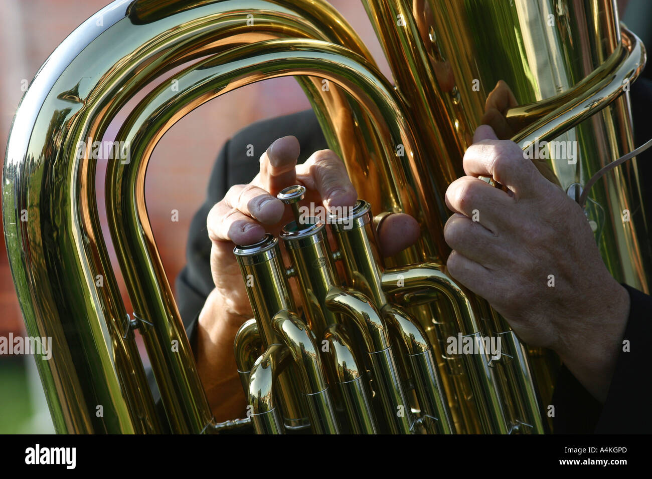 Person playing tuba, extreme close-up Stock Photo - Alamy