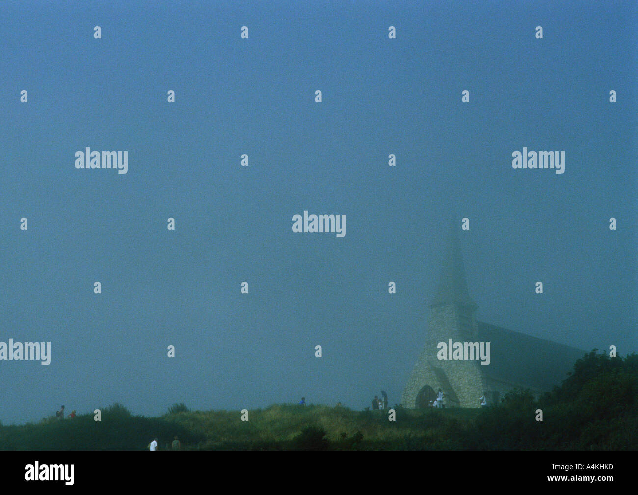 France, Normandy, church in mist Stock Photo - Alamy