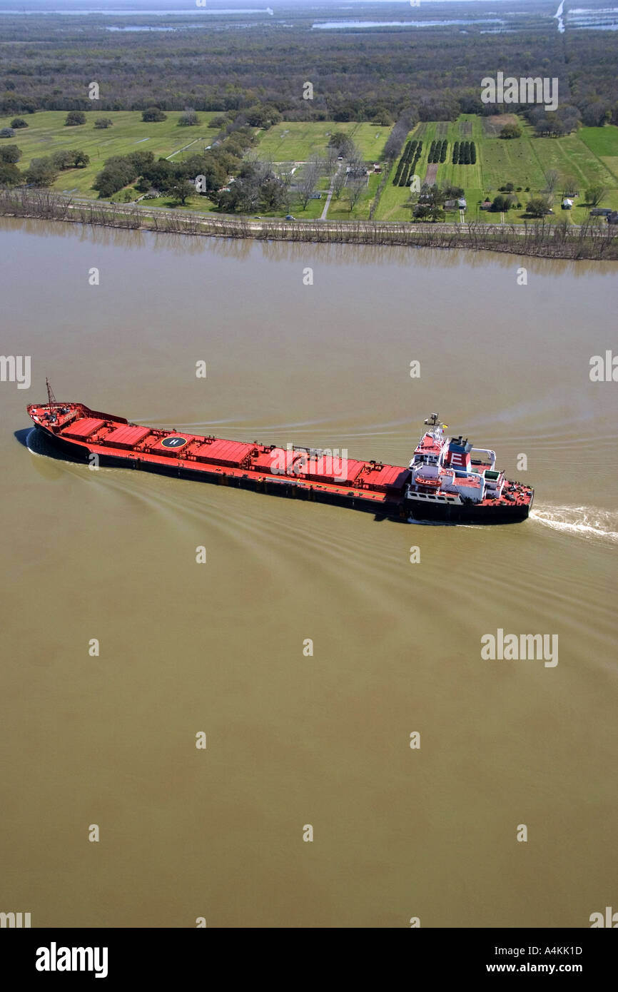 Bulk material ship on the Mississippi River near New Orleans Louisiana ...
