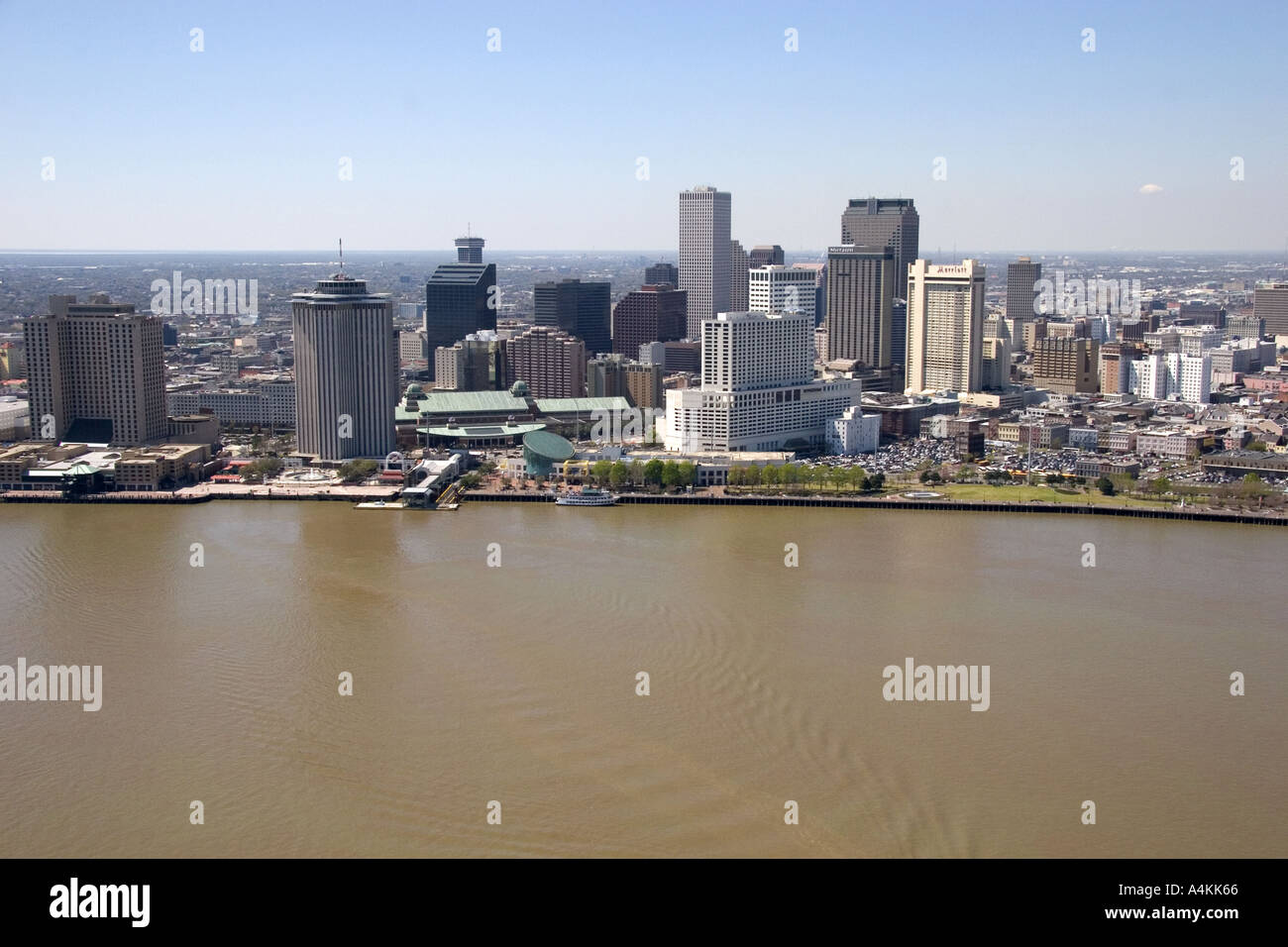 Aerial view of riverfront and cityscape of New Orleans Louisiana Stock ...