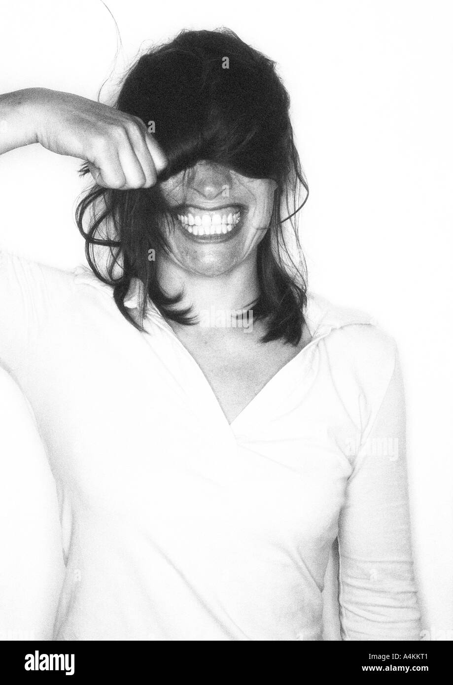 Hair over Black and White Stock Photos & Images - Alamy