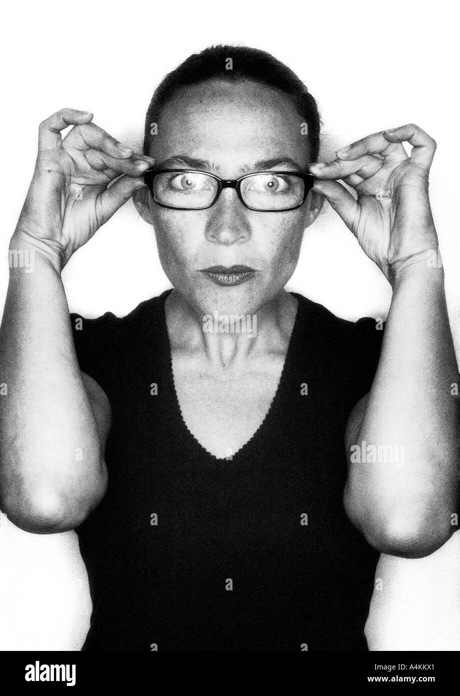 Front view reading glasses on Black and White Stock Photos & Images - Alamy