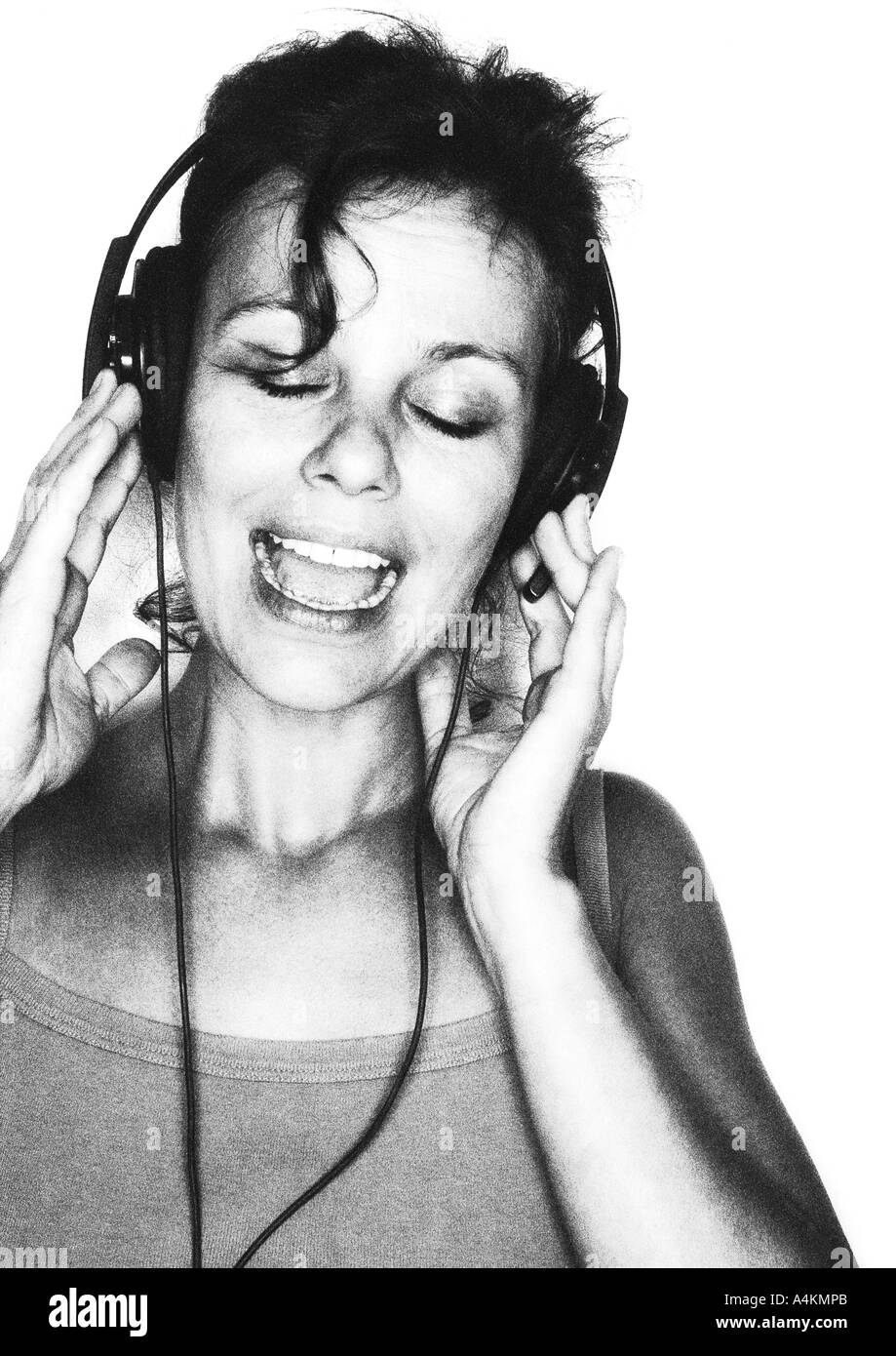 Listen portrait woman Black and White Stock Photos & Images - Alamy