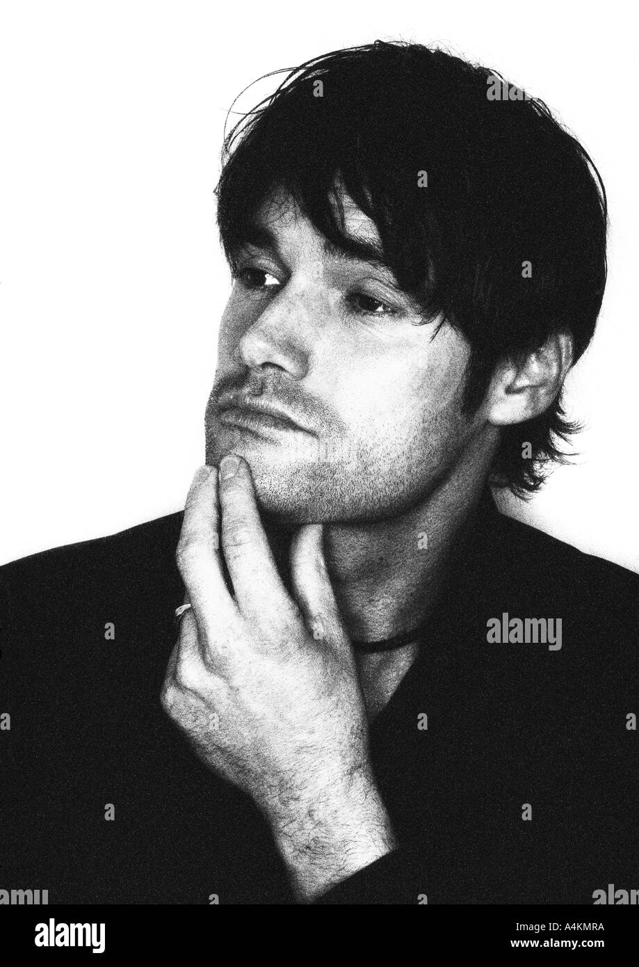 Man thinking, portrait, b&w Stock Photo - Alamy