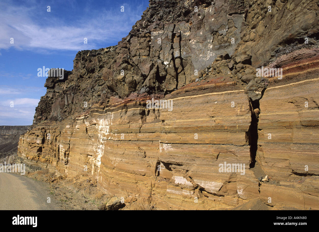 Stratified basalt along the Snake River south of Boise Idaho Stock ...