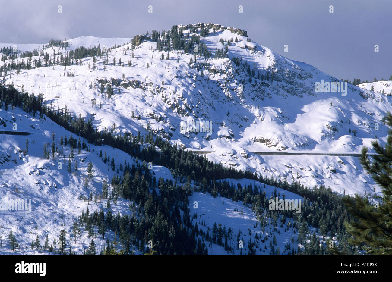 Donner pass in California in winter The horizontal line is the so ...