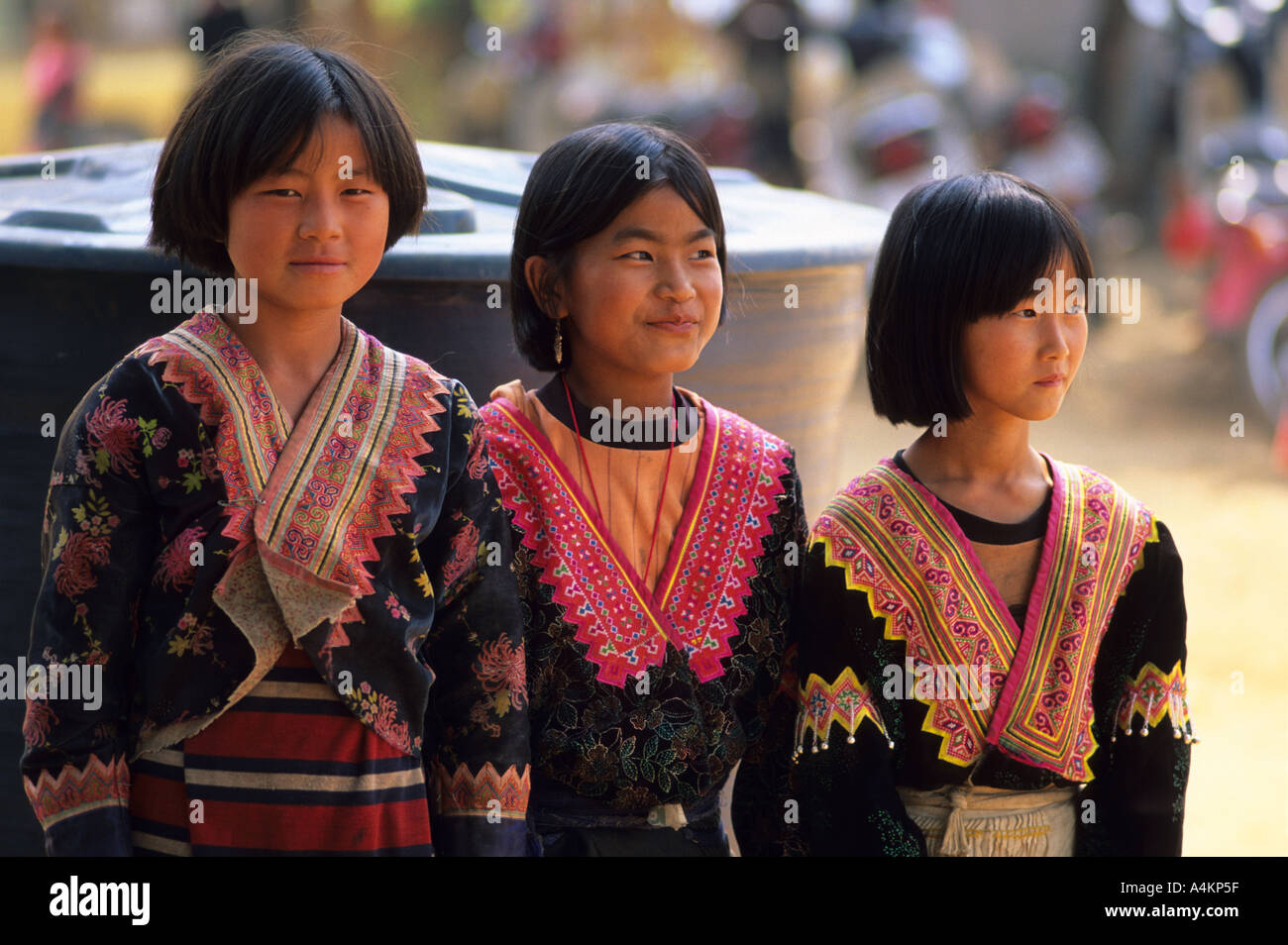 Hmong Hill Tribe girls in traditional dress Thailand Stock Photo - Alamy