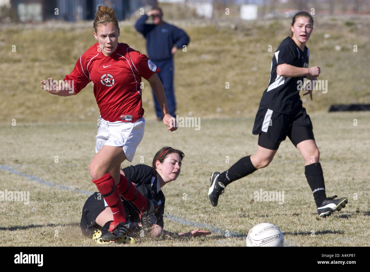 Girls playing soccer Stock Photo - Alamy