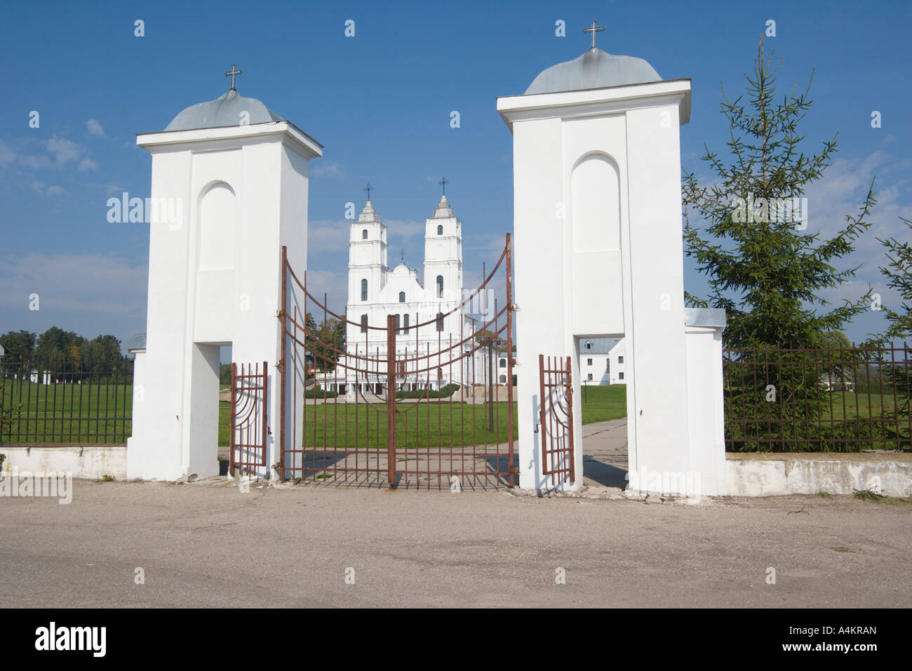 Gate and Aglona Basilica Latgalia Latvia Stock Photo - Alamy