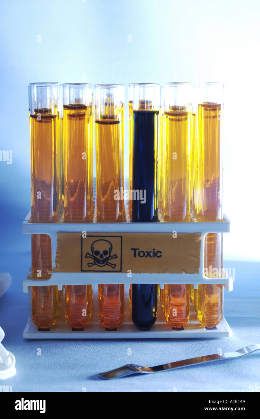test tubes full of toxic Poison chemicals Stock Photo - Alamy