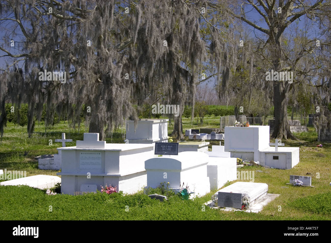Bayhi Cemetery with above ground vaults near New Orleans Louisiana ...
