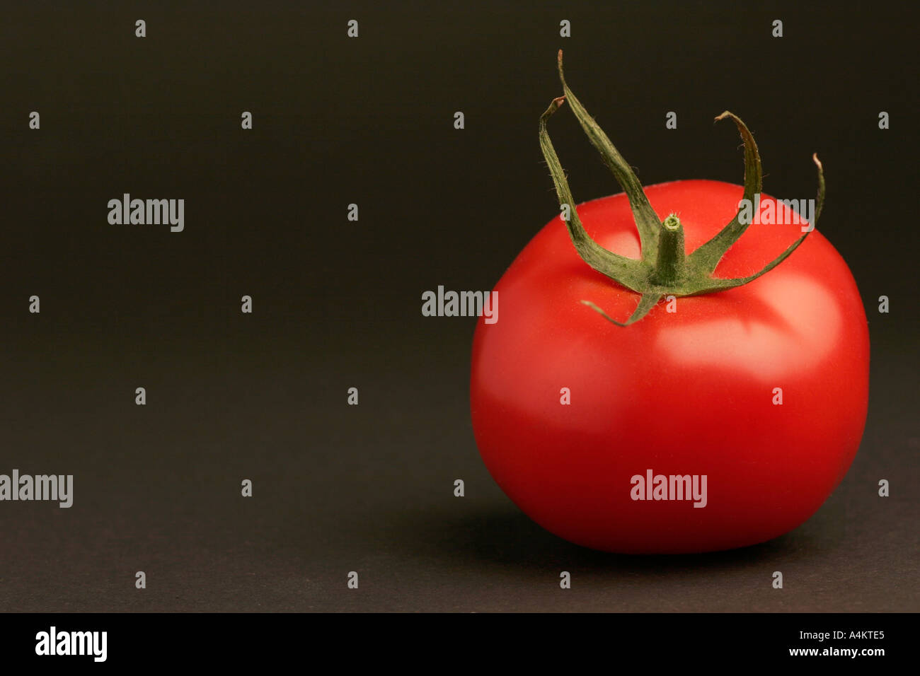 Single red tomato on black background Stock Photo - Alamy