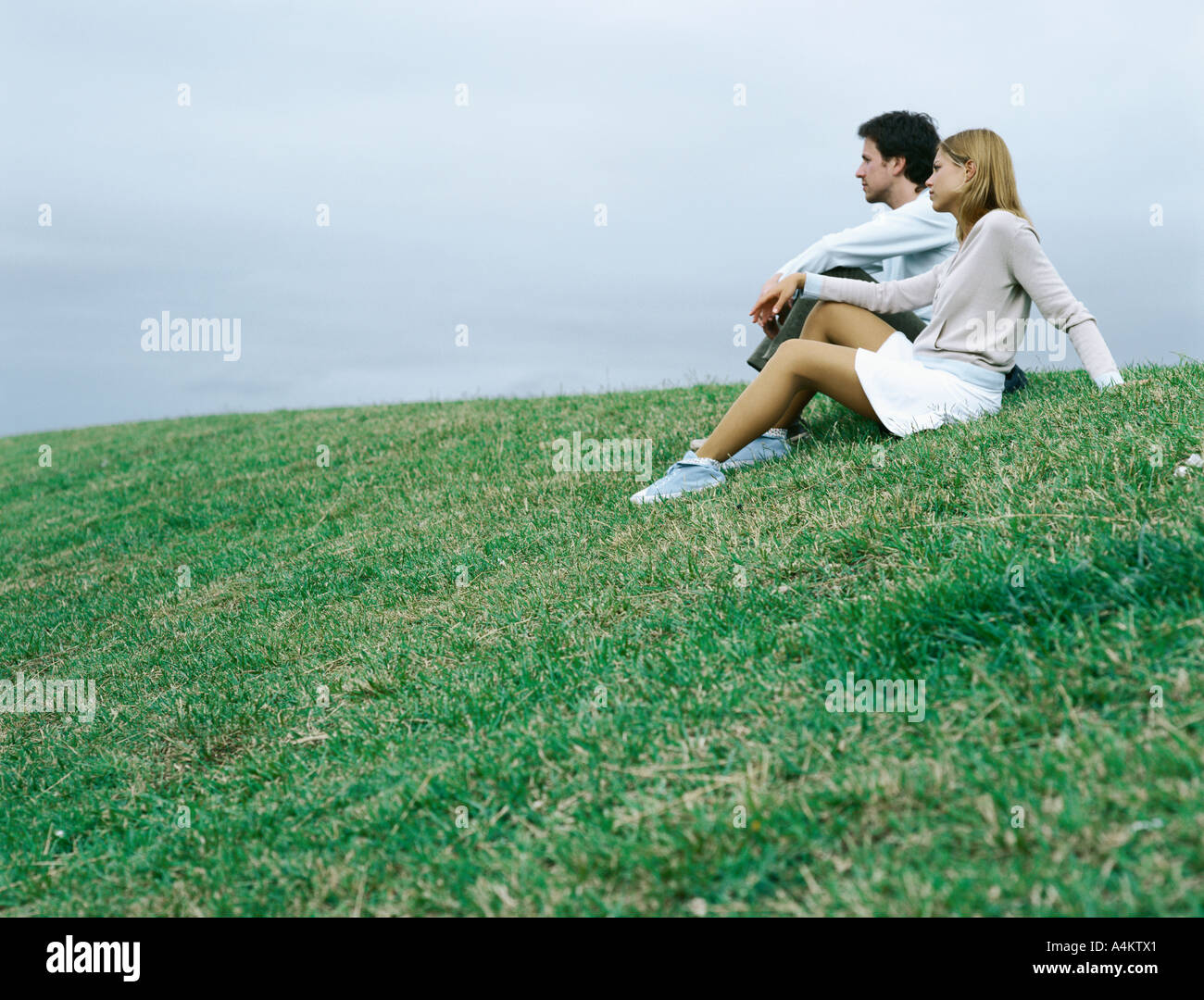 Couple Couples Distance Grass High Resolution Stock Photography and ...