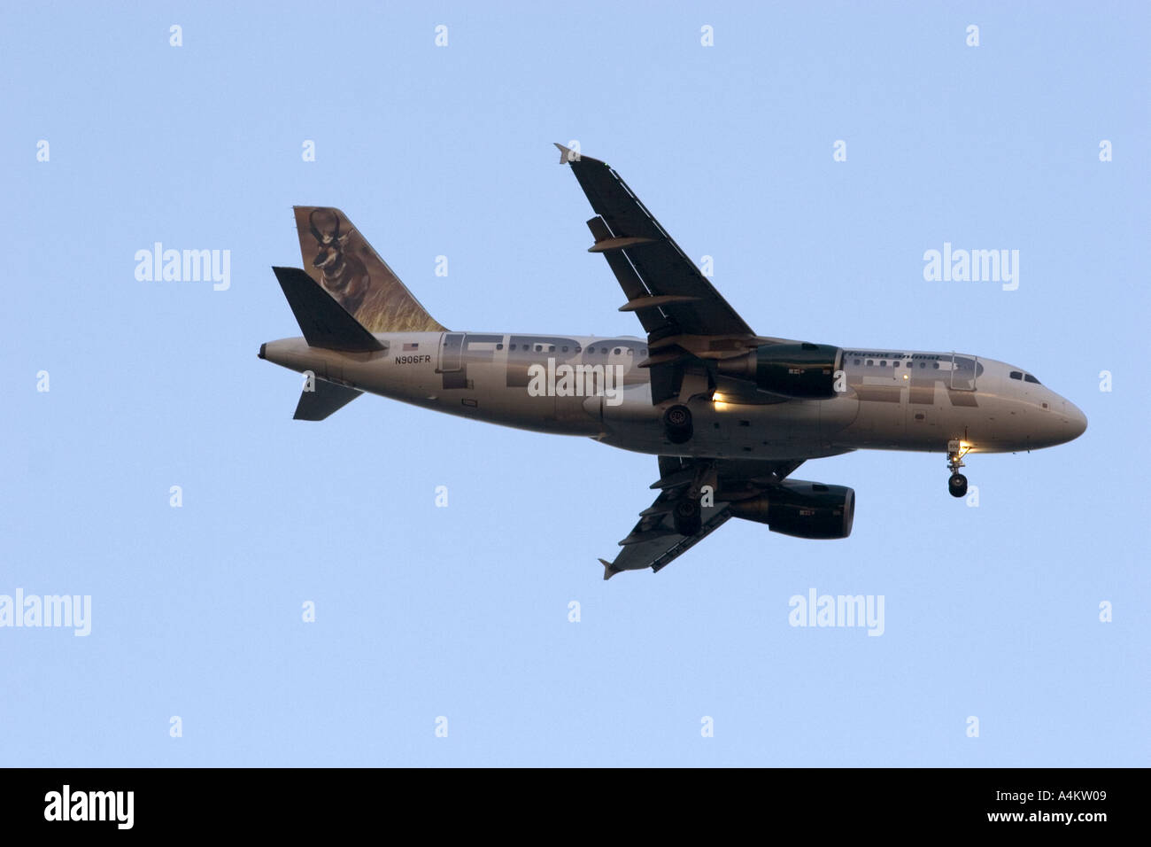 Frontier airlines Airbus 320 in flight Stock Photo - Alamy