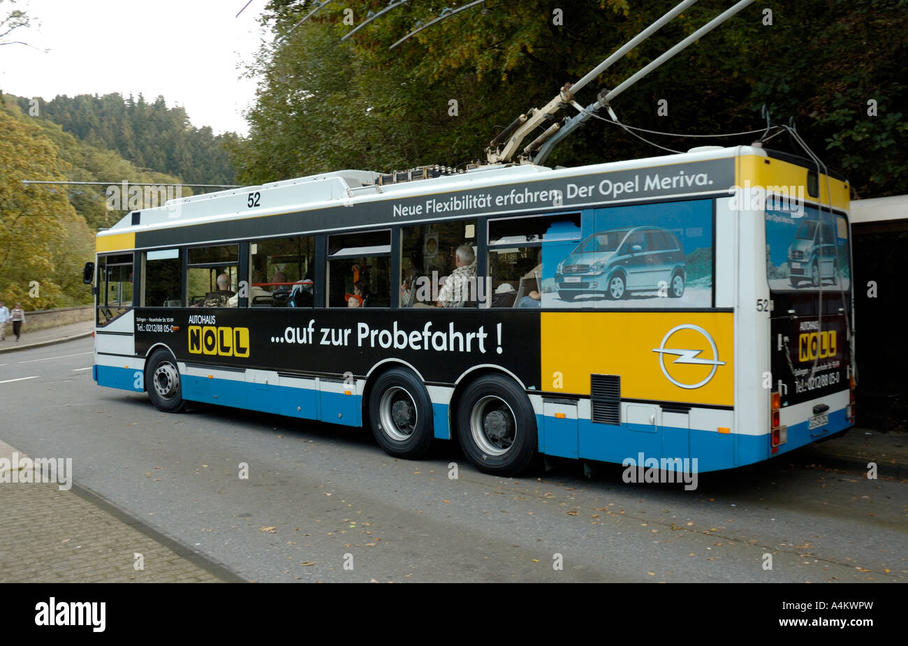 Trolley bus departing from Solingen Burg, Germany. Western europes ...