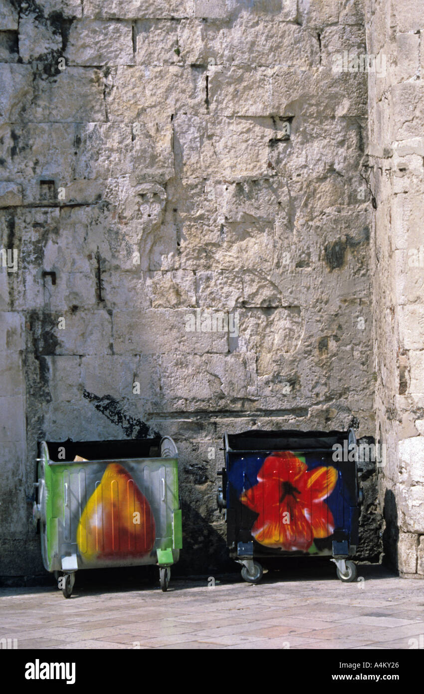 Cheerfully painted wheelie rubbish bins in Split Croatia Stock Photo ...