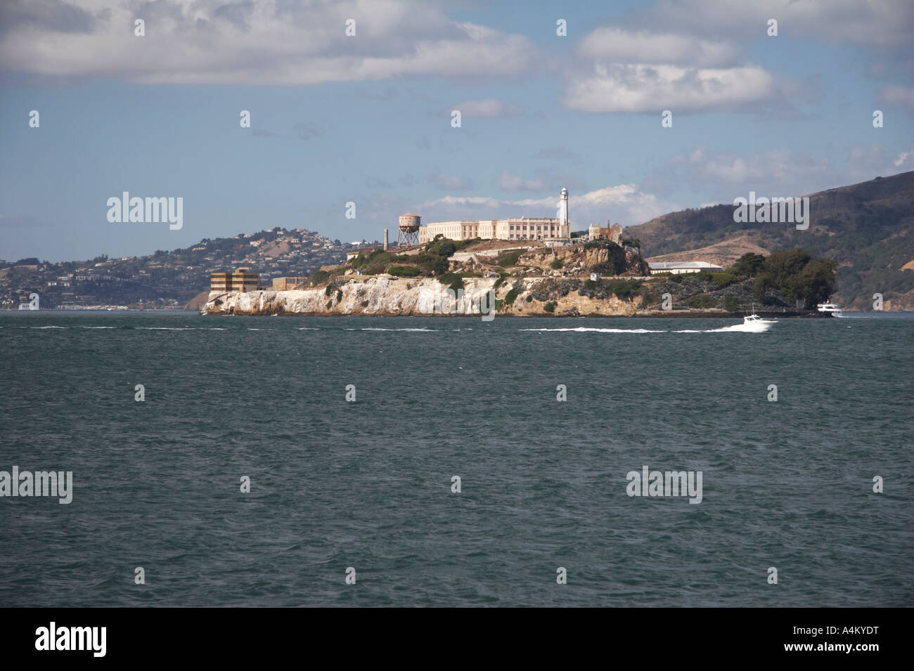 Alcatraz Island is located in the middle of the San Francisco Bay Stock ...