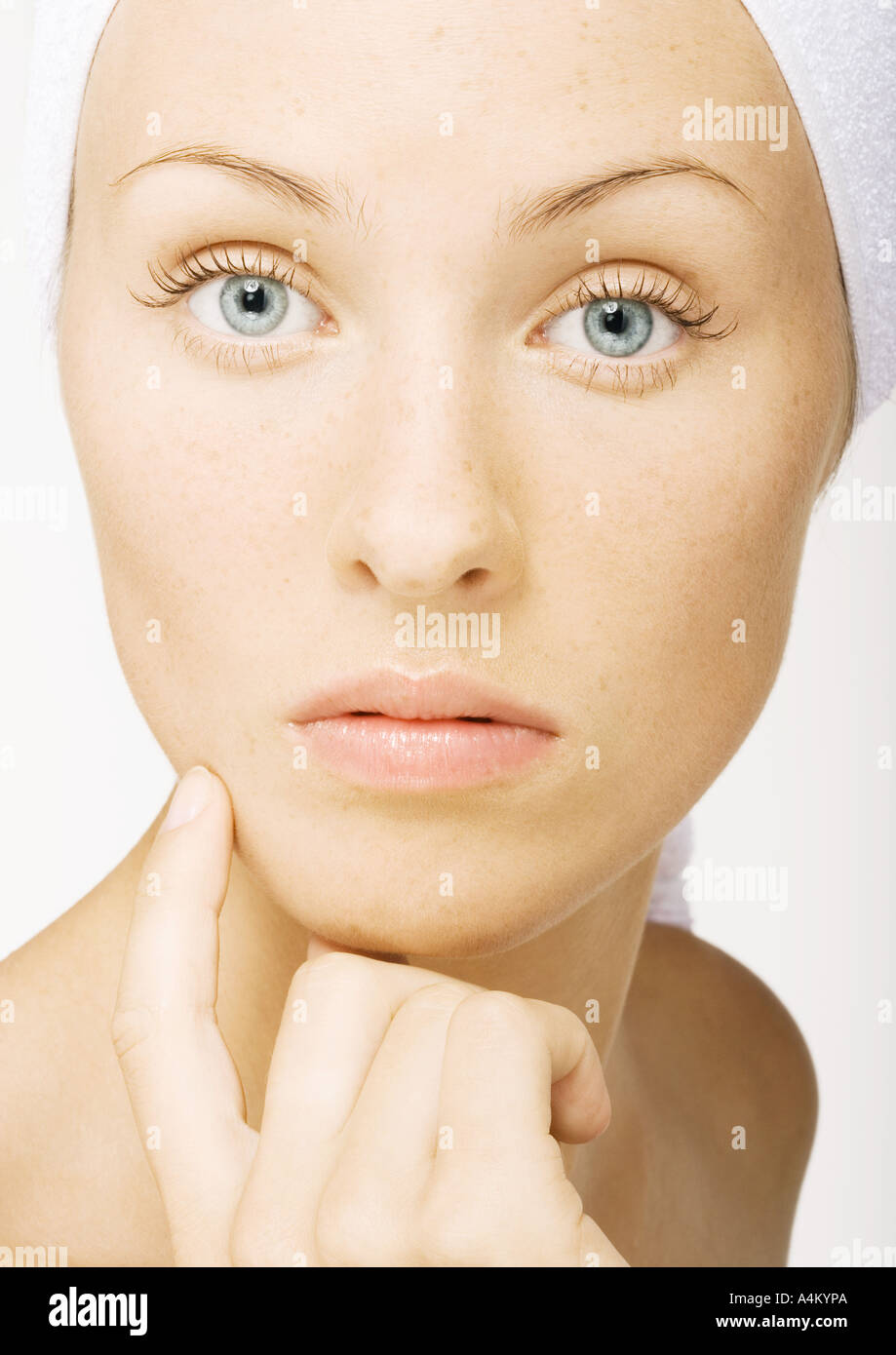 Woman touching face, portrait Stock Photo - Alamy